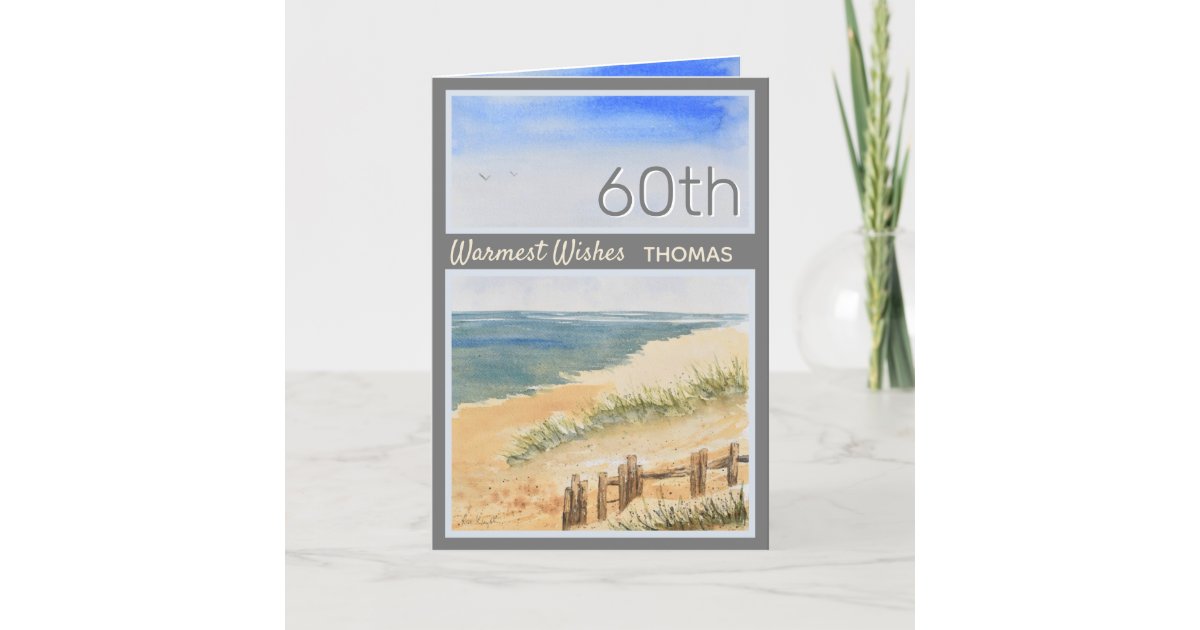 Personalized Seashore Beach 60th Birthday Card | Zazzle