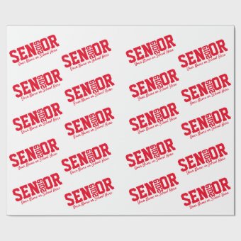 Personalized Senior Block Letter Class of 2019 Red Wrapping Paper | Zazzle