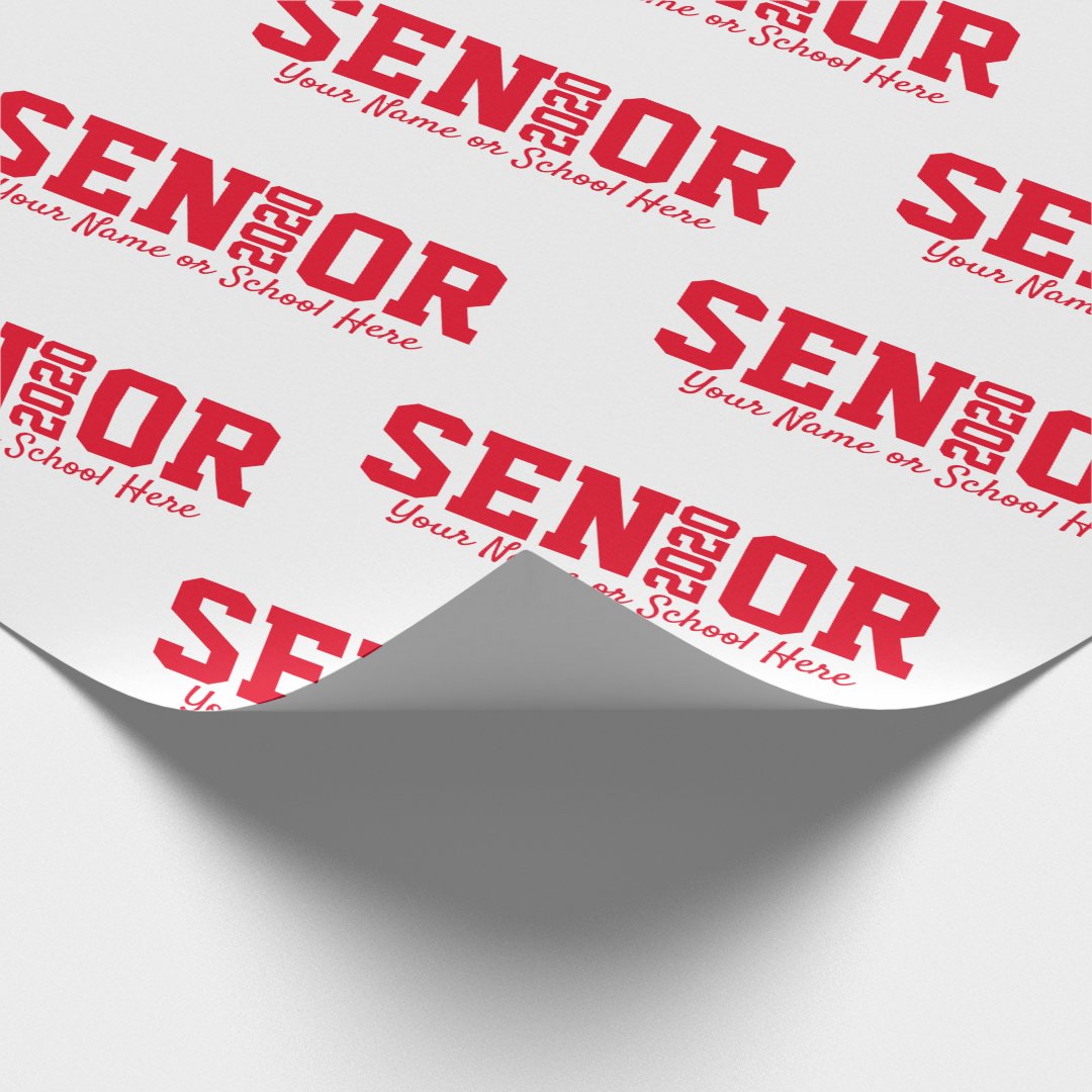 Personalized Senior Block Letter Class of 2020 Red Wrapping Paper | Zazzle