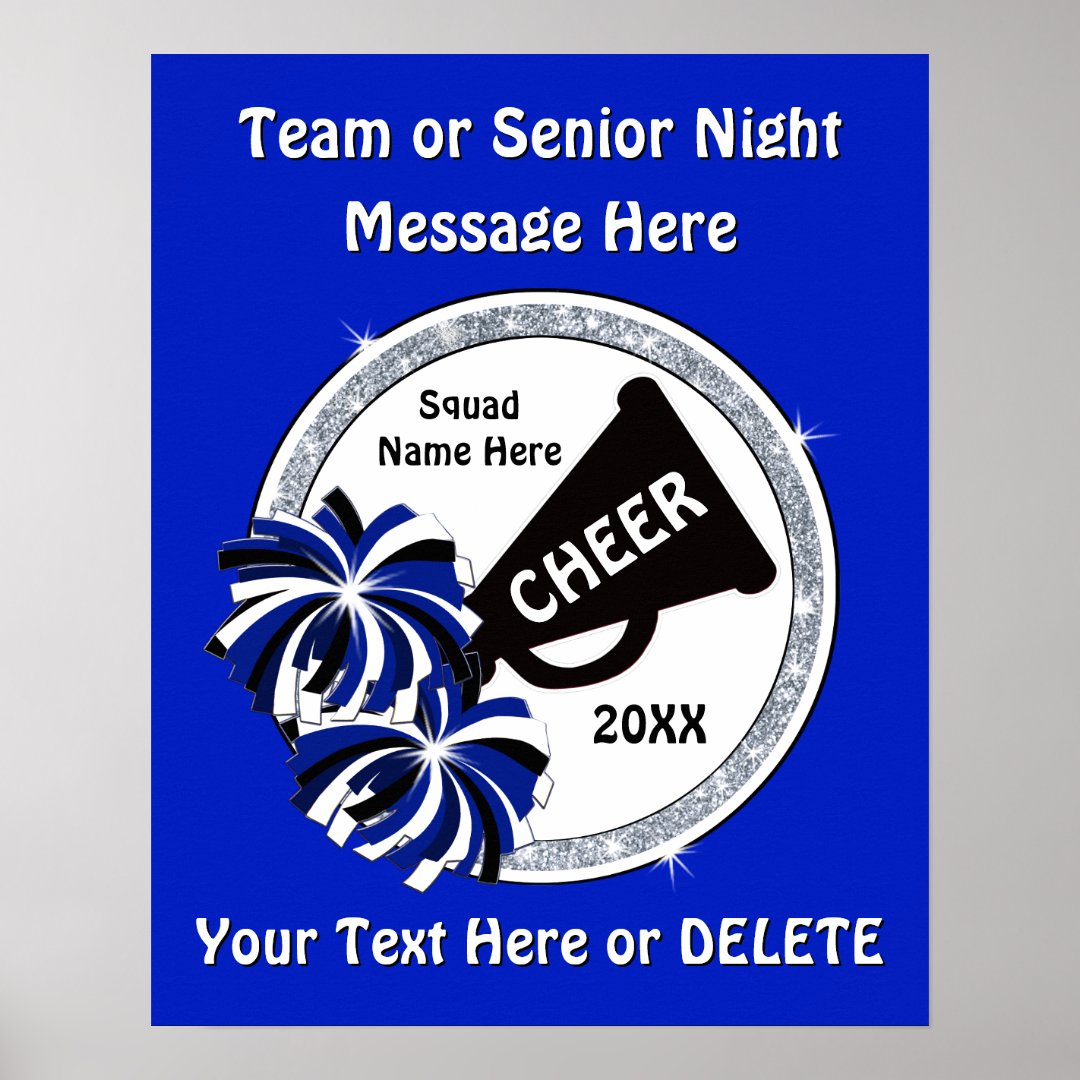Personalized Senior Night Cheer Posters, Blue Poster | Zazzle