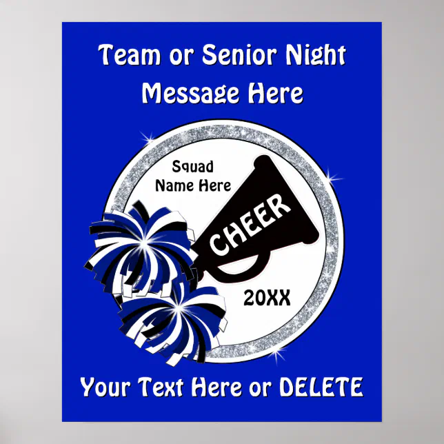 Personalized Senior Night Cheer Posters, Blue Poster | Zazzle