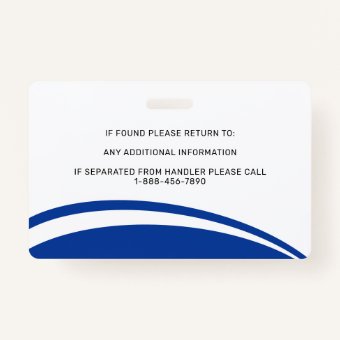 Personalized Service Dog Blue Photo ID Badge | Zazzle