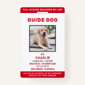 Personalized Service Dog Guide Dog Photo ID Badge | Zazzle