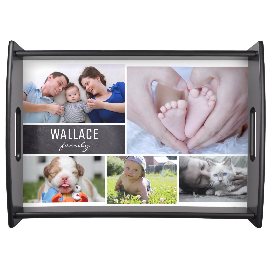 Personalized serving tray with family photos | Zazzle