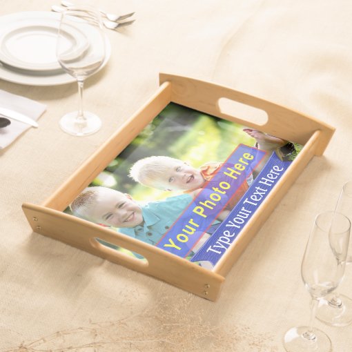 Personalized Serving Trays with YOUR PHOTO & TEXT | Zazzle