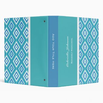 Personalized: Shades Of Blue Diamond Print Binder | Zazzle
