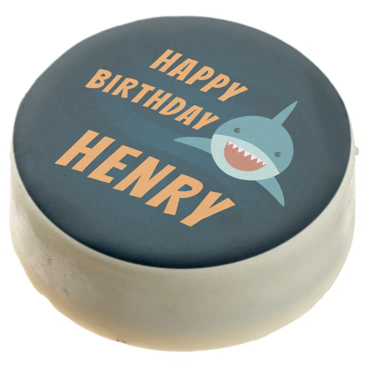 Personalized Shark Theme Birthday Party Chocolate Covered Oreo | Zazzle