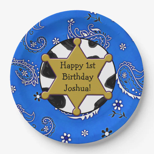 Personalized Sheriff Badge Birthday Plates | Zazzle