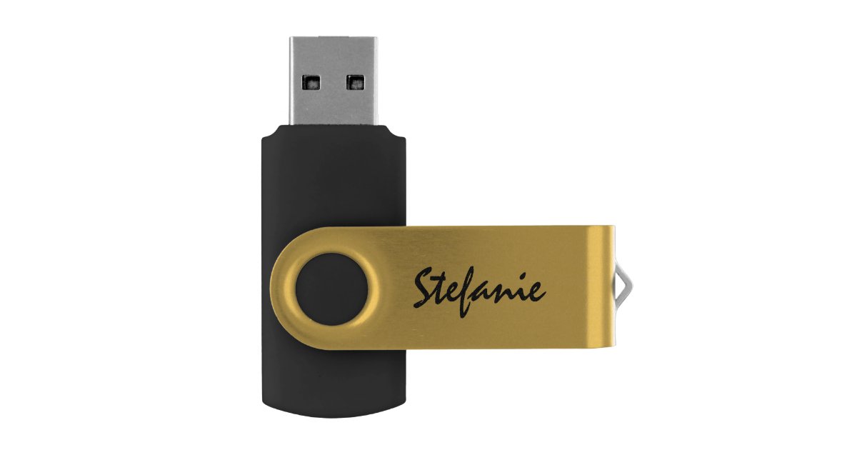 Personalized shiny gold swivel USB flash drive | Zazzle