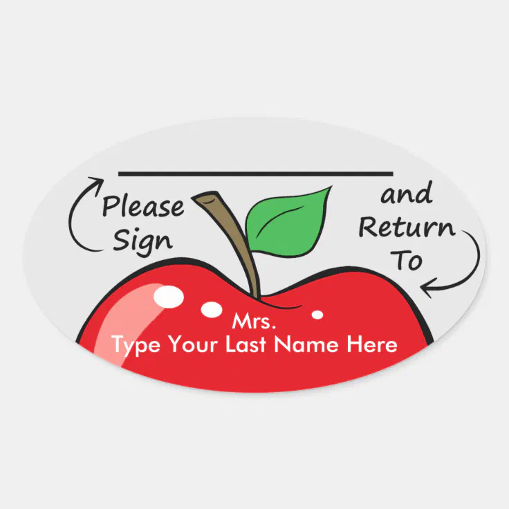 Personalized Sign and Return Teacher Sticker | Zazzle