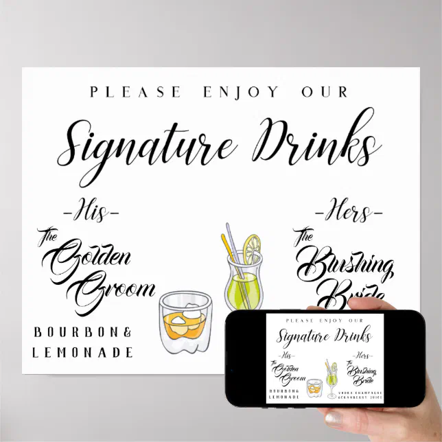 Personalized Signature Drink Sign | Zazzle