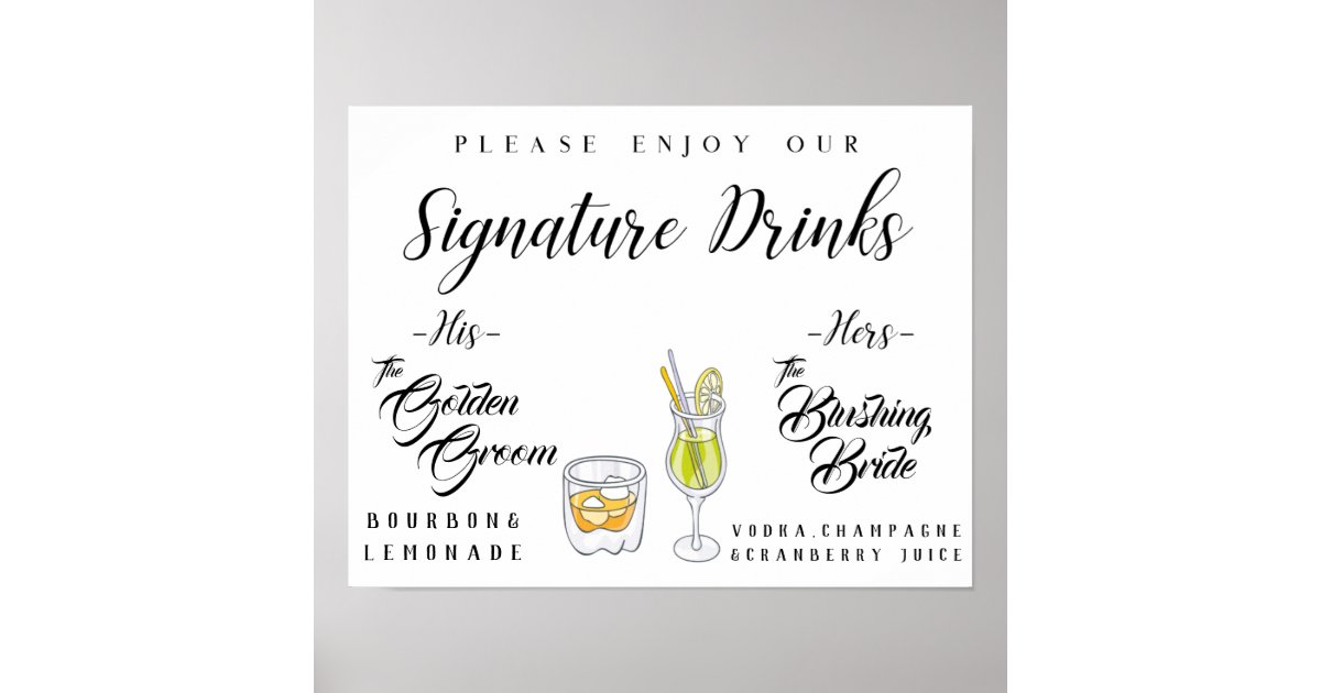 Personalized Signature Drink Sign | Zazzle