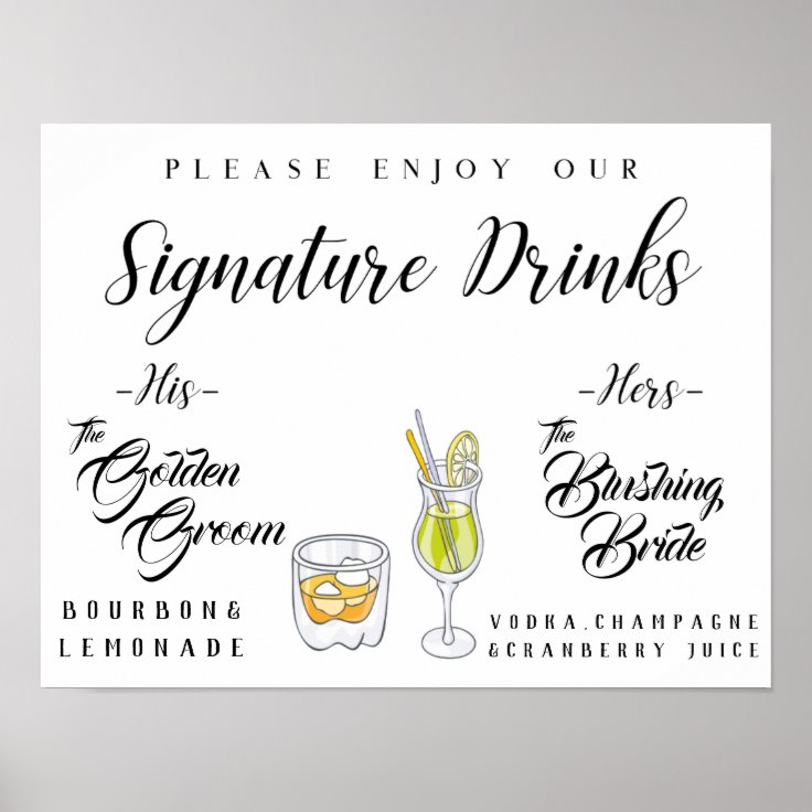 Personalized Signature Drink Sign | Zazzle