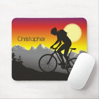 Personalized Silhouette Mountin Bike Mousepad | Zazzle