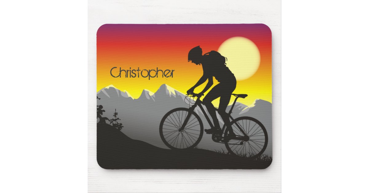 Personalized Silhouette Mountin Bike Mousepad | Zazzle