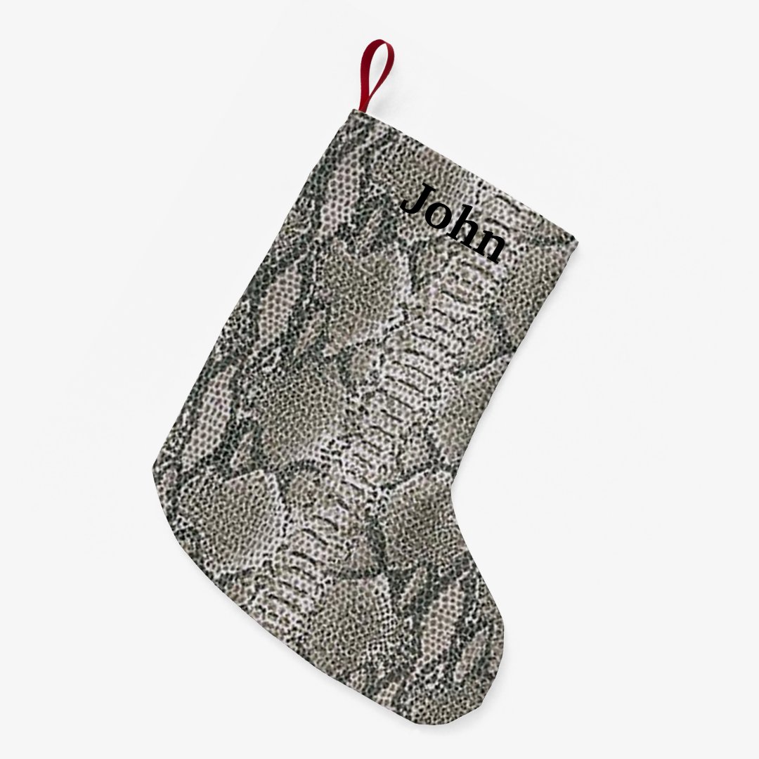 Personalized Silver Snake Skin Christmas Stocking | Zazzle