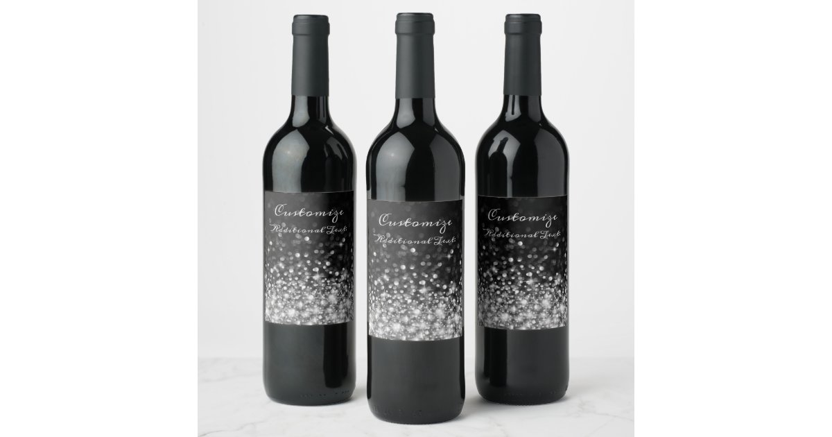 Personalized Silver Sparkle Wine Label | Zazzle