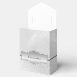 Personalized Silvery White Damask Tent Favor Box | Zazzle