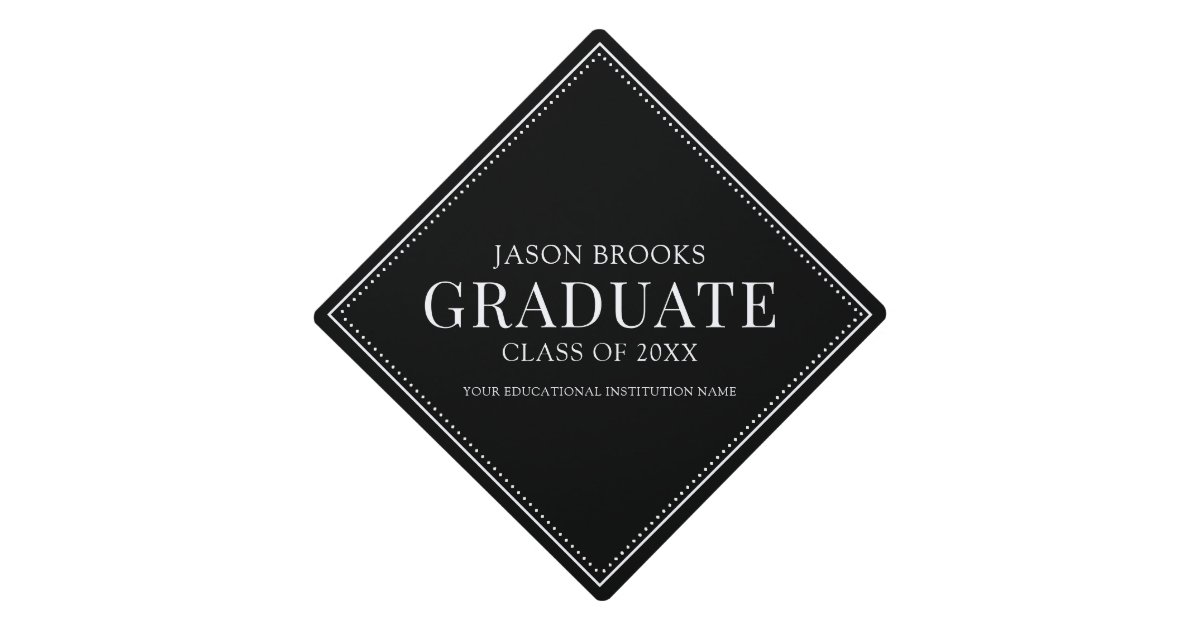Personalized Simple Black Graduation Graduation Cap Topper | Zazzle
