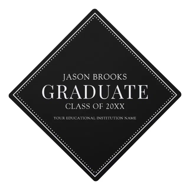 Personalized Simple Black Graduation Graduation Cap Topper | Zazzle