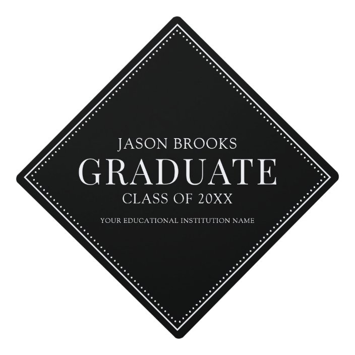 Personalized Simple Black Graduation Graduation Cap Topper | Zazzle.com