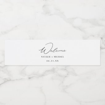 Personalized Simple Minimalist Calligraphy Wedding Water Bottle Label ...