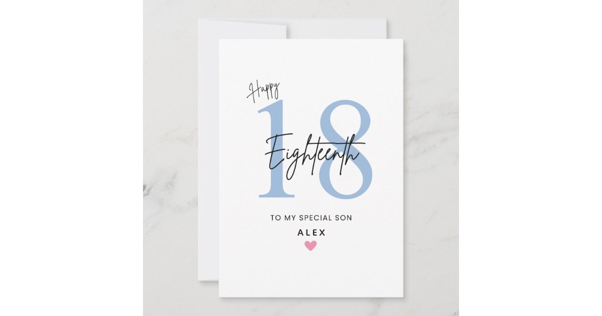 Personalized Simple Son 18th Birthday Card | Zazzle