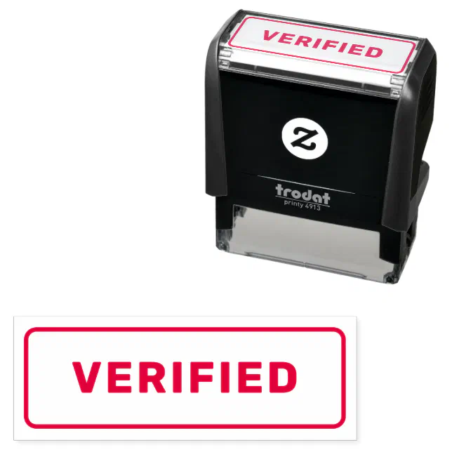 Personalized Simple Stylish Red Ink VERIFIED Self-inking Stamp | Zazzle