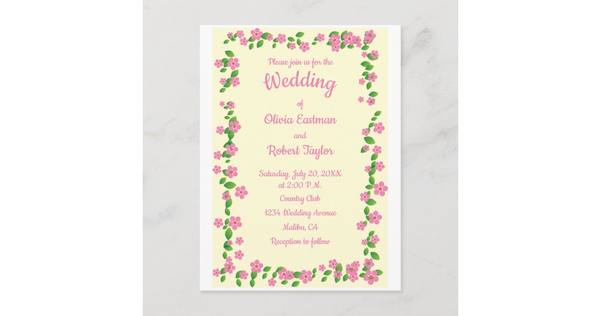 Personalized simplicity is the best floral wedding postcard | Zazzle