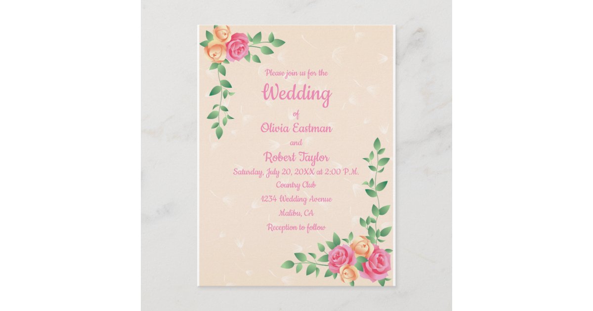 Personalized simplicity is the best roses wedding postcard | Zazzle