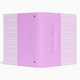 Personalized: Simply Pink Striped Binder | Zazzle