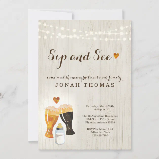 Personalized Sip and See Invitation | Zazzle