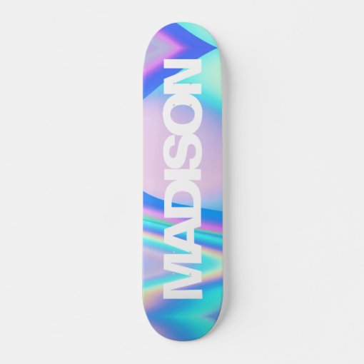 Personalized Skateboard Name Holographic Wave | Zazzle