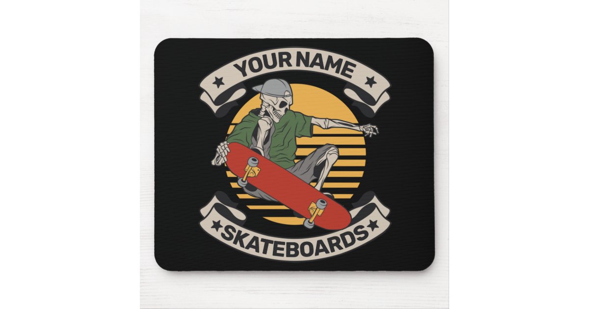 Personalized Skateboard Nose Grab Skeleton Skater Mouse Pad | Zazzle