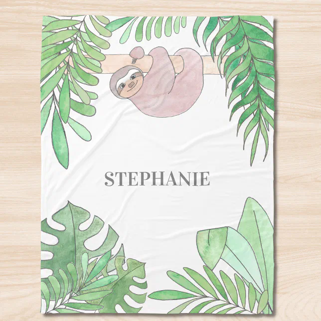 Personalized Sloth Girl Baby Blanket | Zazzle