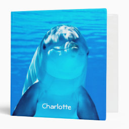 Personalized Smiling Dolphin Underwater Sea Life 3 Ring Binder | Zazzle