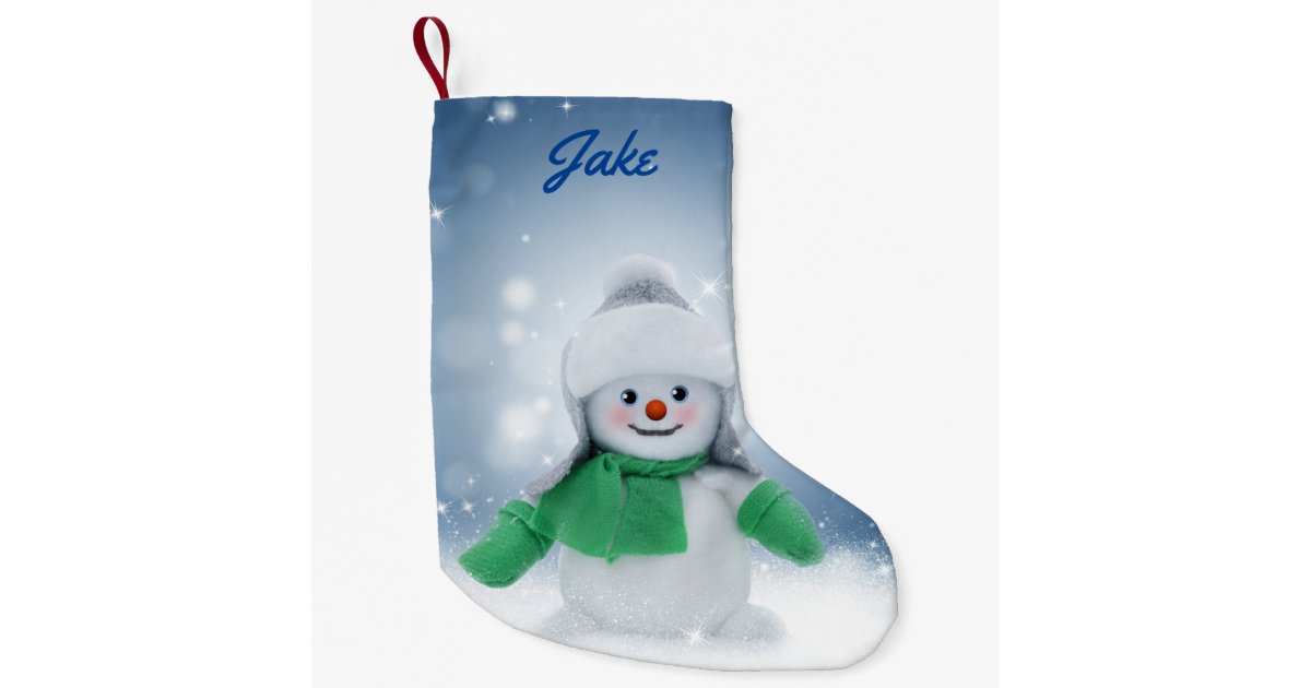 Personalized Snowman Small Christmas Stocking | Zazzle