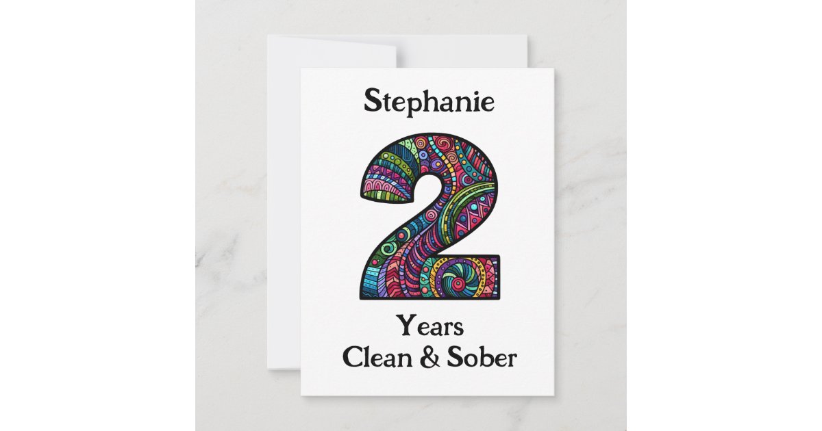 Personalized Sober Anniversary Card 2 Years | Zazzle