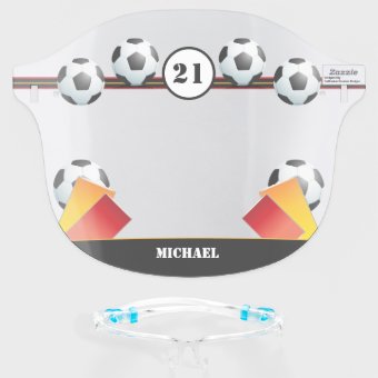 Personalized Soccer Ball Football Player Number Face Shield | Zazzle
