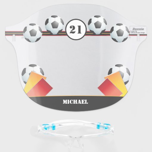 Personalized Soccer Ball Football Player Number Face Shield | Zazzle