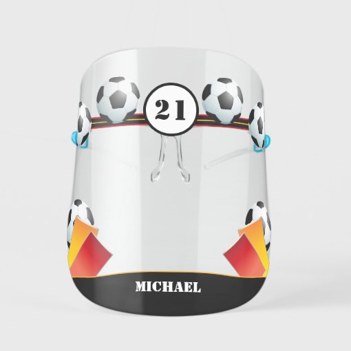 Personalized Soccer Ball Football Player Number Face Shield | Zazzle