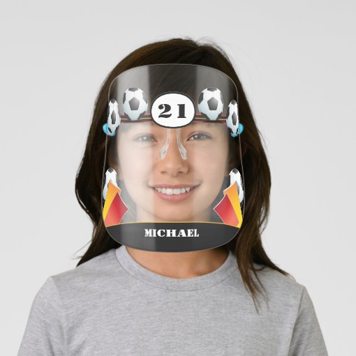 Personalized Soccer Ball Football Player Number Face Shield | Zazzle
