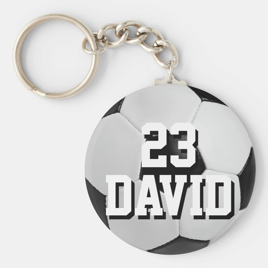 Personalized Soccer Ball Keychain Name and Number | Zazzle