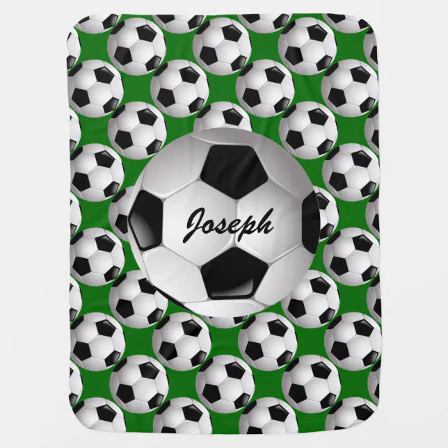 Personalized Soccer Ball on Football Pattern Baby Blanket | Zazzle