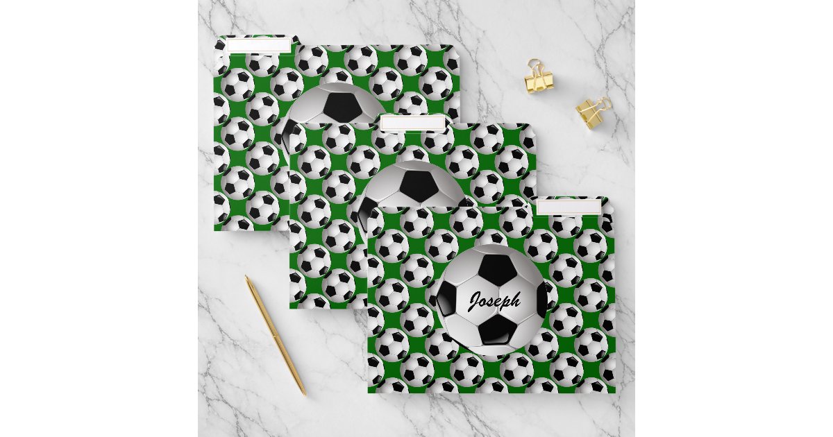 Personalized Soccer Ball on Football Pattern File Folder | Zazzle