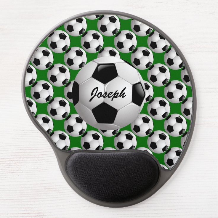 Personalized Soccer Ball on Football Pattern Gel Mouse Pad | Zazzle