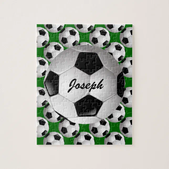 Personalized Soccer Ball on Football Pattern Jigsaw Puzzle | Zazzle