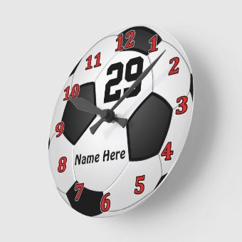 Personalized Soccer Clocks with NAME and NUMBER | Zazzle