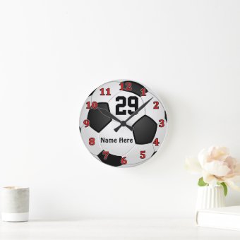 Personalized Soccer Clocks with NAME and NUMBER | Zazzle