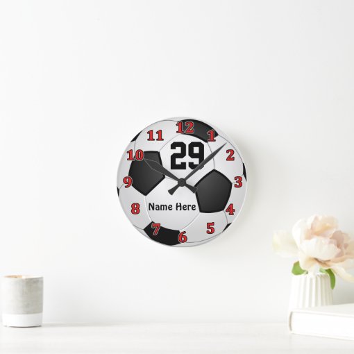 Personalized Soccer Clocks with NAME and NUMBER | Zazzle